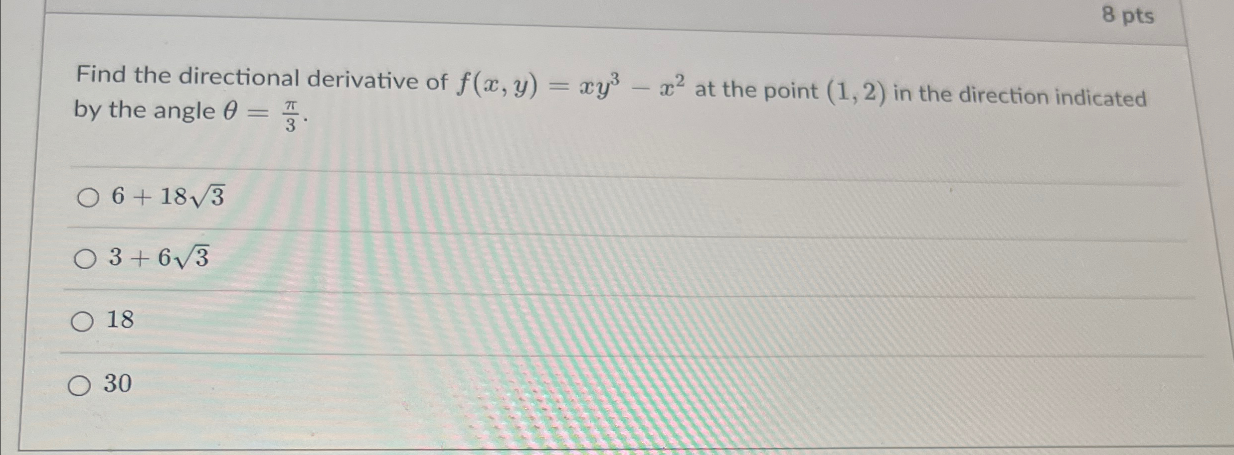 Solved 8 ﻿ptsFind the directional derivative of | Chegg.com