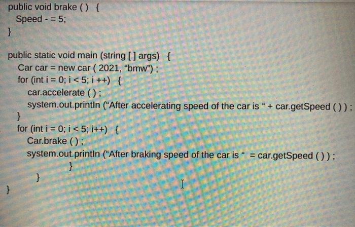 Solved / Main Class card private int yearModel; private | Chegg.com