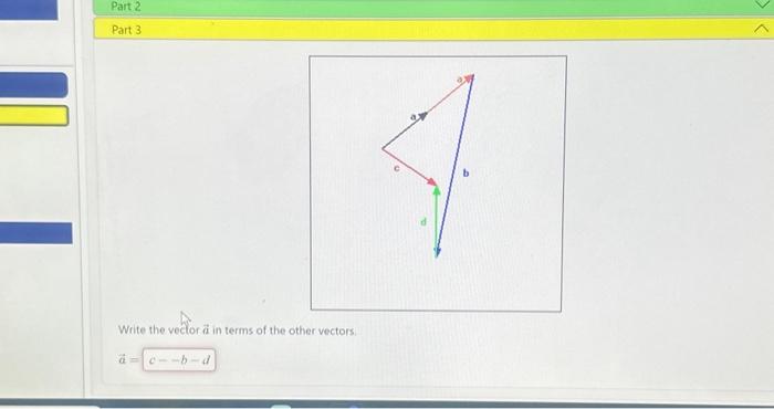 Solved Write the vector a in terms of the other vectors. | Chegg.com