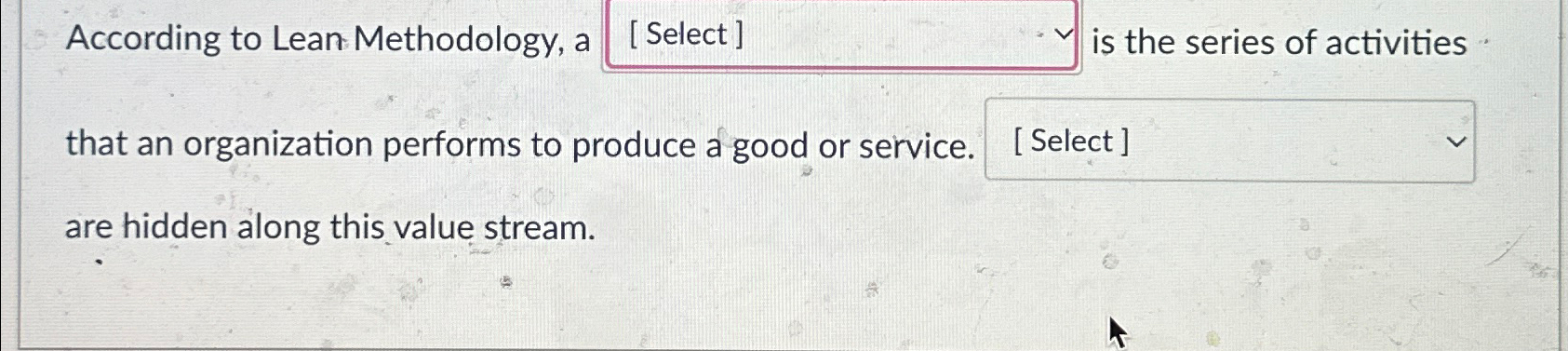 Solved According to Lean Methodology, a [ ﻿Select ] ﻿is the | Chegg.com