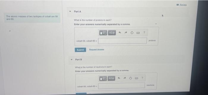 Solved Tive dimki musses of pre isofognas of cobel are 50 | Chegg.com
