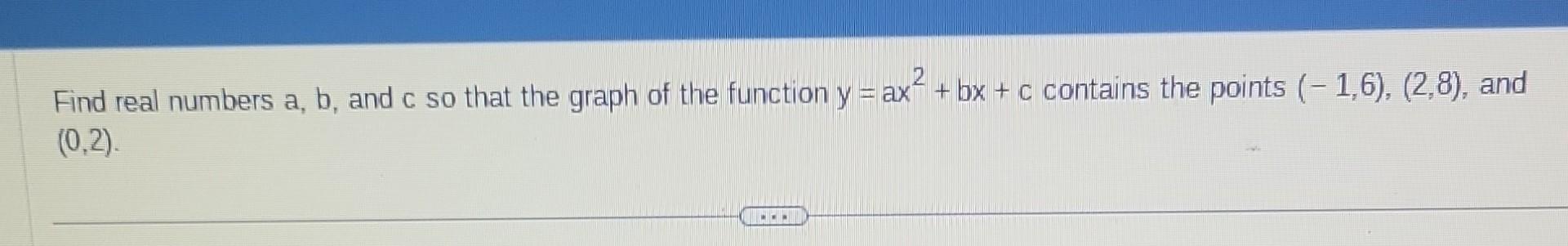 Solved Find real numbers a,b, and c so that the graph of the | Chegg.com