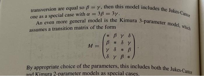 Solved a. Show the product of two Kimura 3-parameter | Chegg.com
