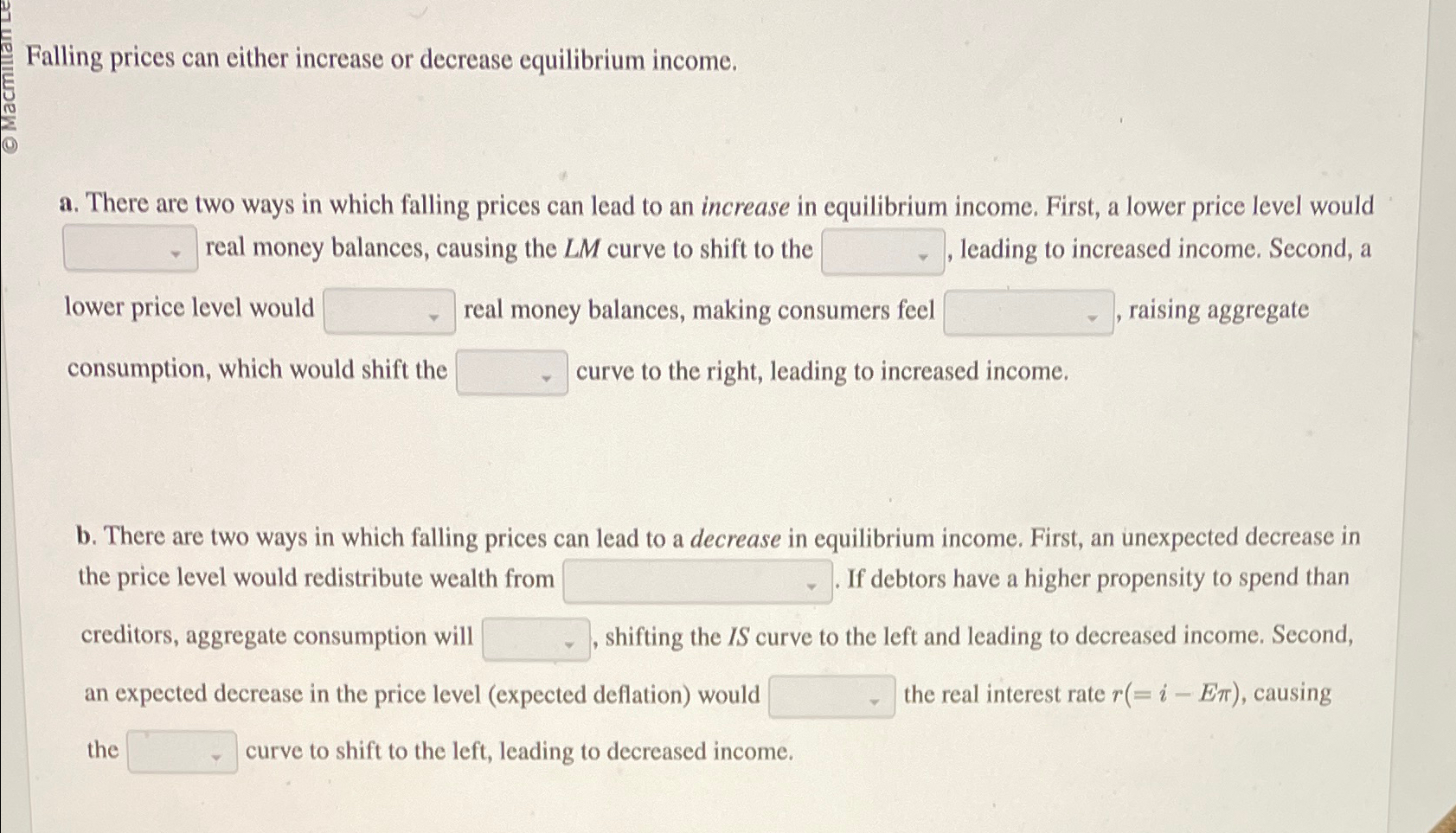 Solved Falling prices can either increase or decrease | Chegg.com