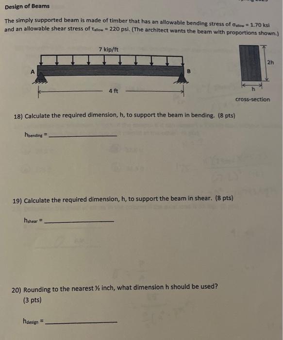 Solved Design of Beams The simply supported beam is made of | Chegg.com