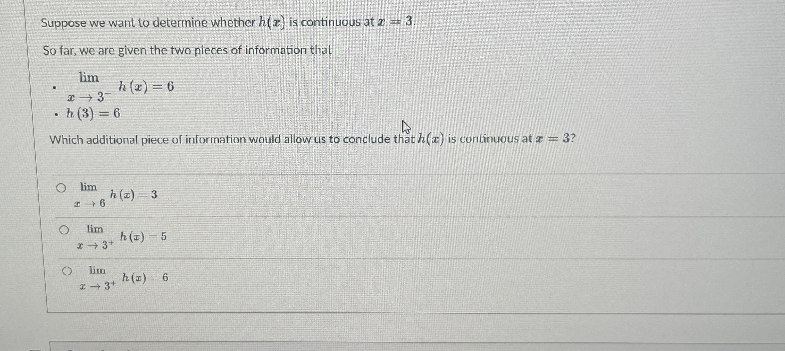 Solved Suppose we want to determine whether h(x) ﻿is | Chegg.com