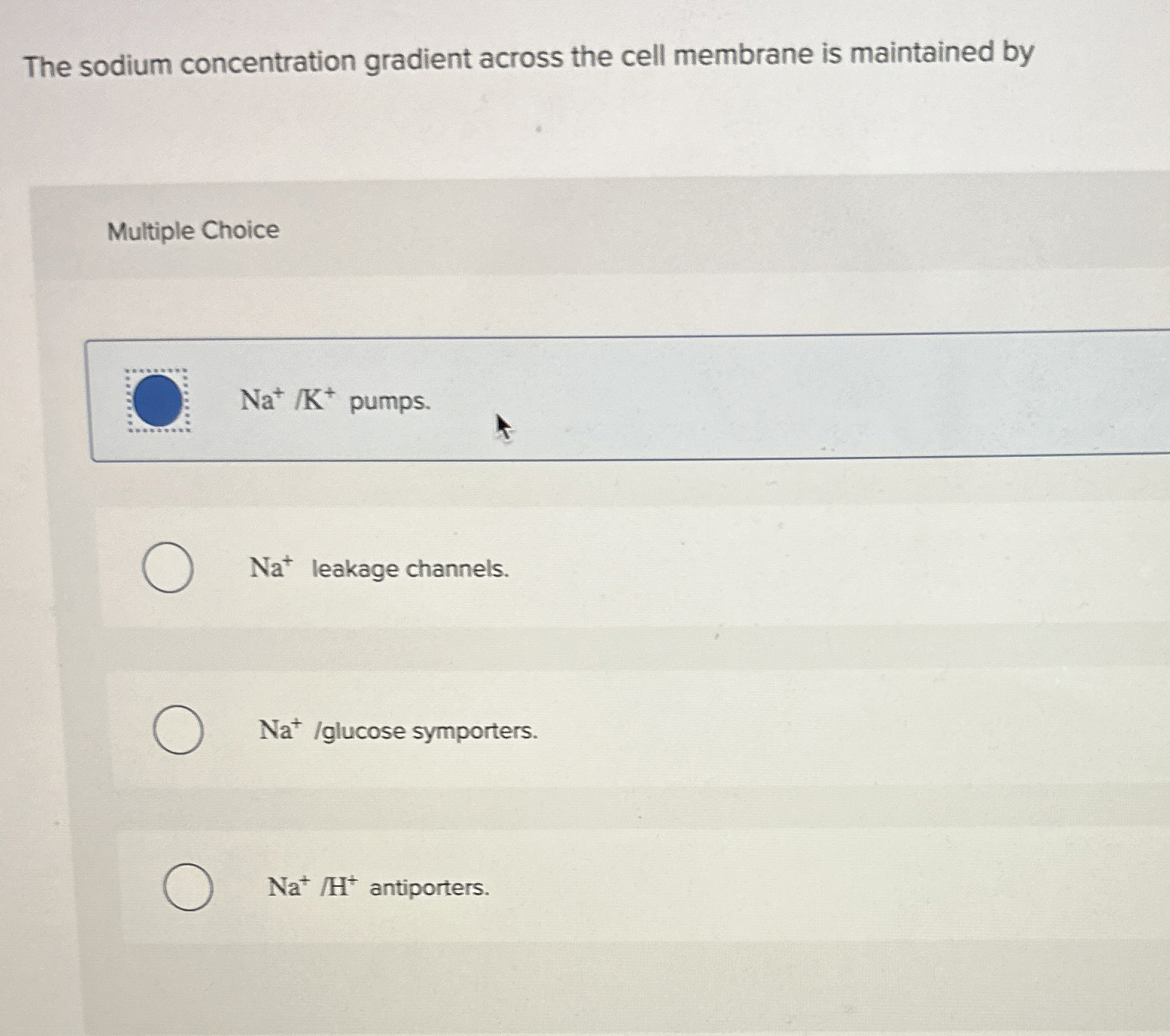 Solved The sodium concentration gradient across the cell | Chegg.com