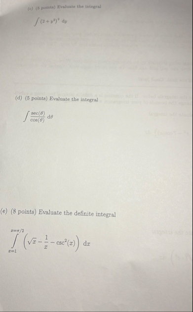 Solved (c) (S points) ﻿Evaluate the | Chegg.com