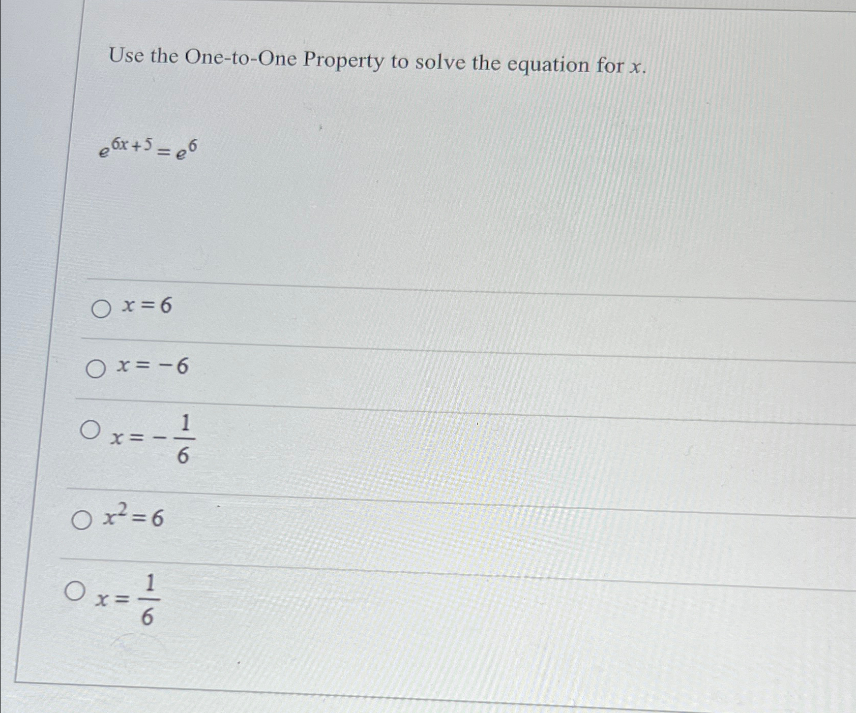 Solved Use the One-to-One Property to solve the equation for | Chegg.com