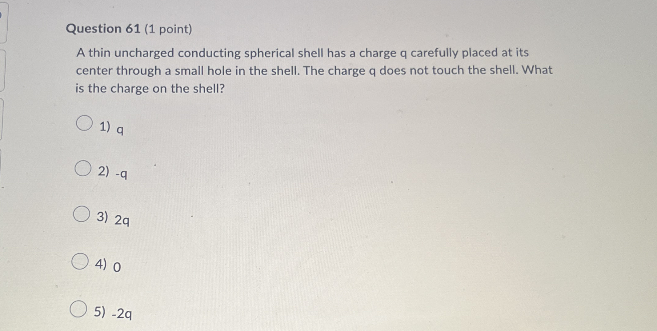 Question 61 (1 ﻿point)A thin uncharged conducting | Chegg.com