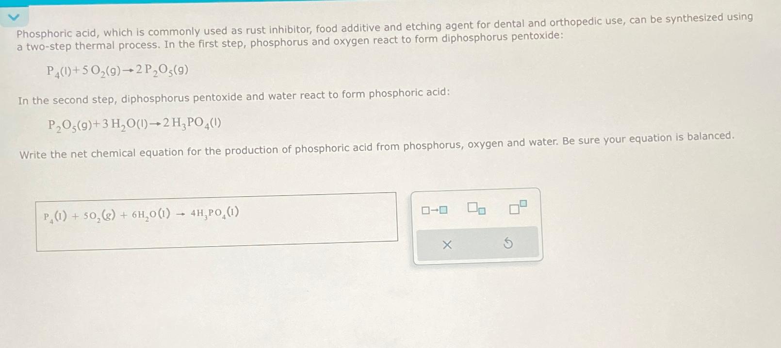 Solved Phosphoric acid, which is commonly used as rust | Chegg.com