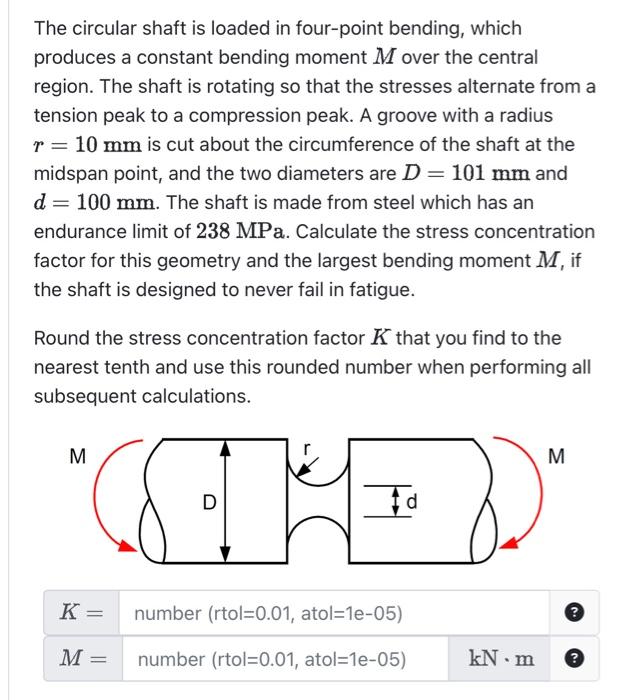 Solved The circular shaft is loaded in four-point bending, | Chegg.com