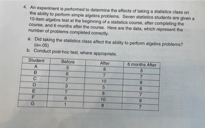 Solved 4. An experiment is performed to determine the | Chegg.com