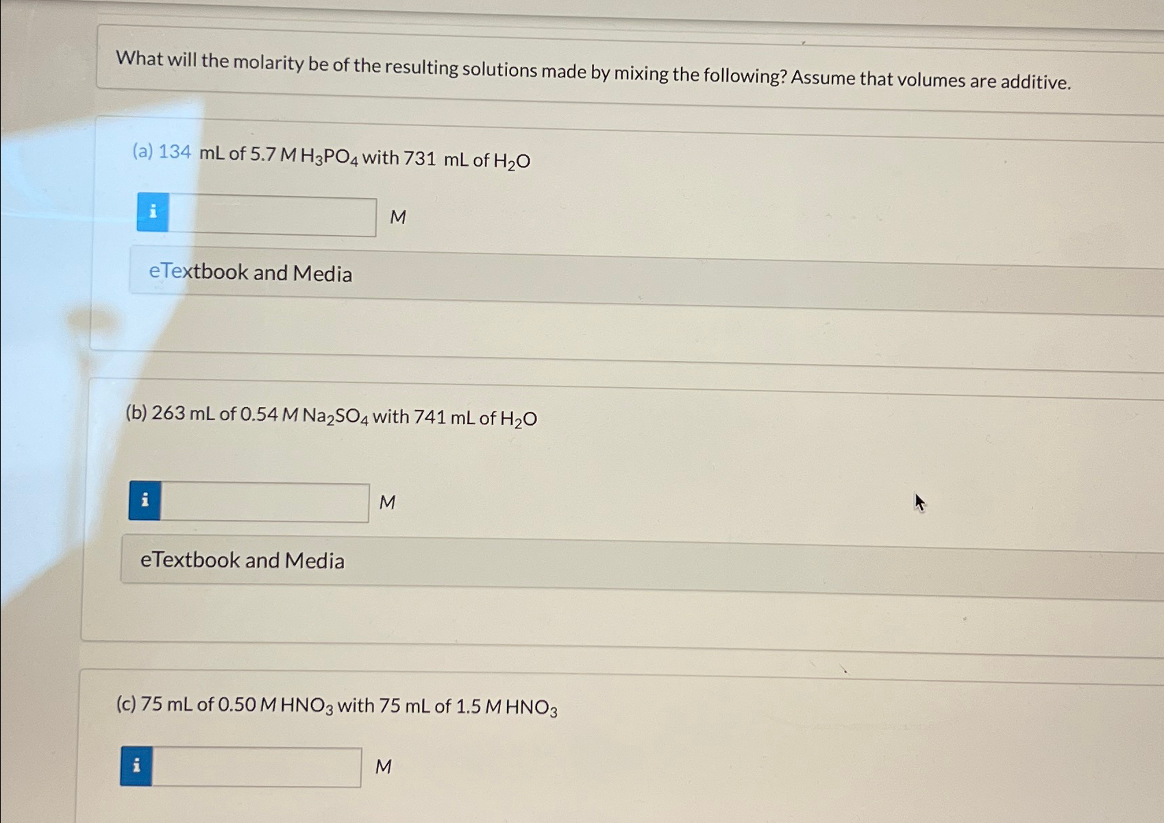 Solved What will the molarity be of the resulting solutions | Chegg.com
