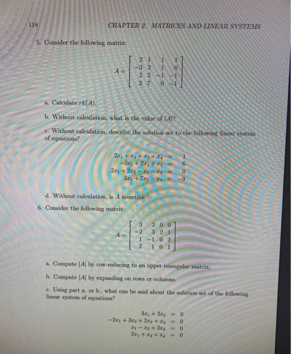 Solved CHAPTER 2. MATRICES AND LINEAR SYSTEMS 5. Consider | Chegg.com