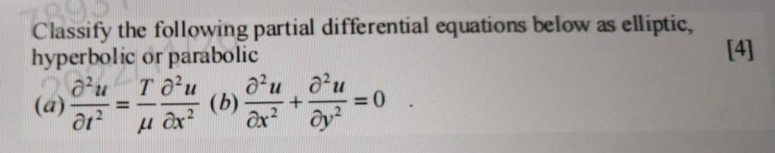 Solved Classify the following partial differential equations | Chegg.com