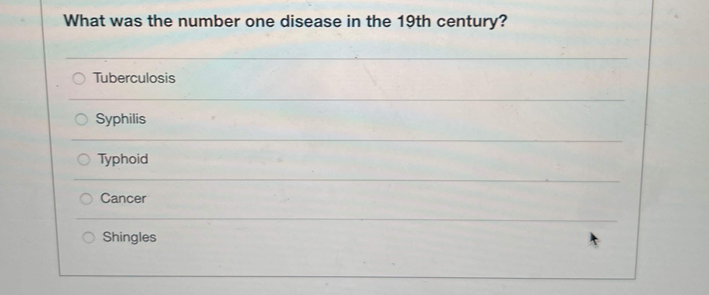 Solved What was the number one disease in the 19th | Chegg.com
