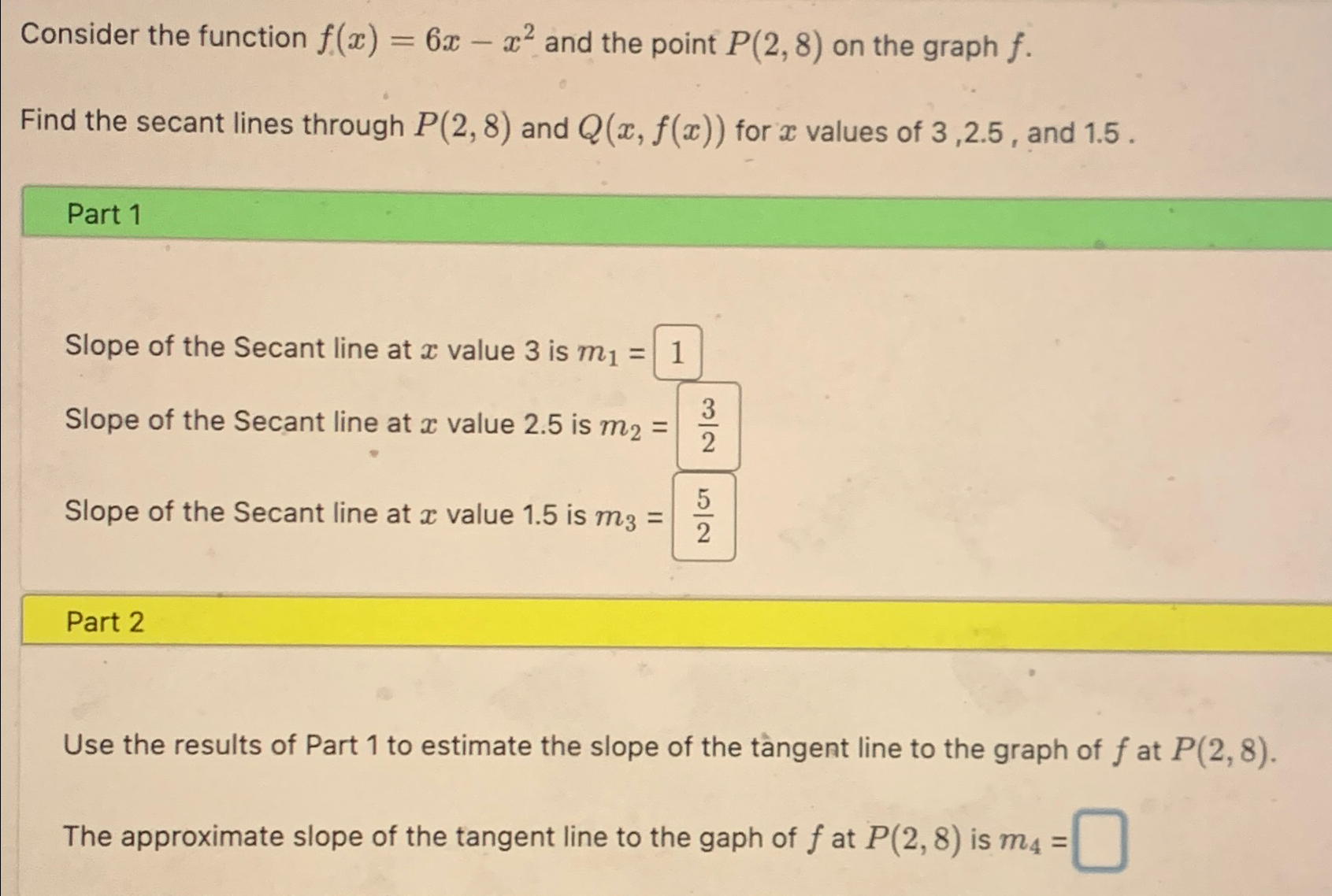 Solved Consider the function f(x)=6x-x2 ﻿and the point | Chegg.com