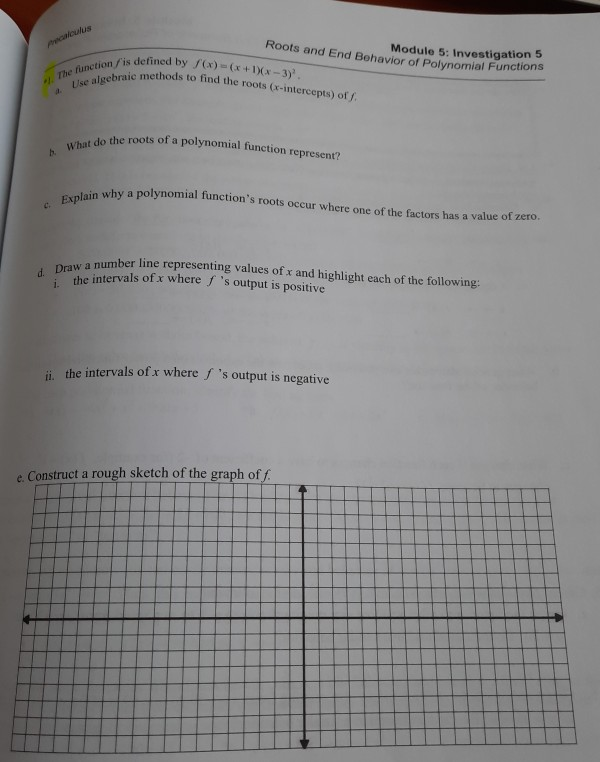 Solved Module 5: Investigation 5 Roots and End Behavior of | Chegg.com