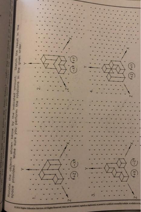 Solved Rotate the objects shown below by the indicated | Chegg.com