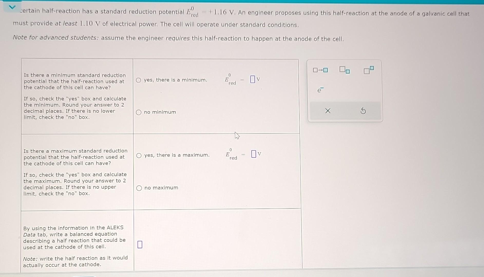 Solved certain half-reaction has a standard reduction | Chegg.com