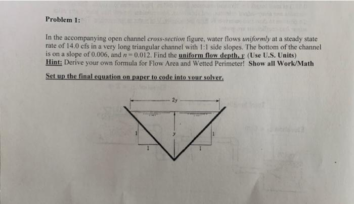Solved In the accompanying open channel cross-section | Chegg.com