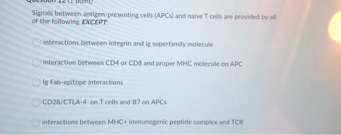 Solved Signals between antigen-presenting cells (APCs) and | Chegg.com