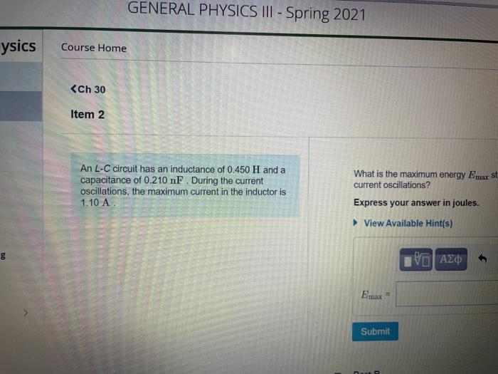 Solved General Physics Iii Spring 2021 Ysics Course Home 1926