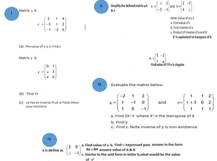 Solved = Simplify the defined matrix a,b a = &e (2-3) and be | Chegg.com
