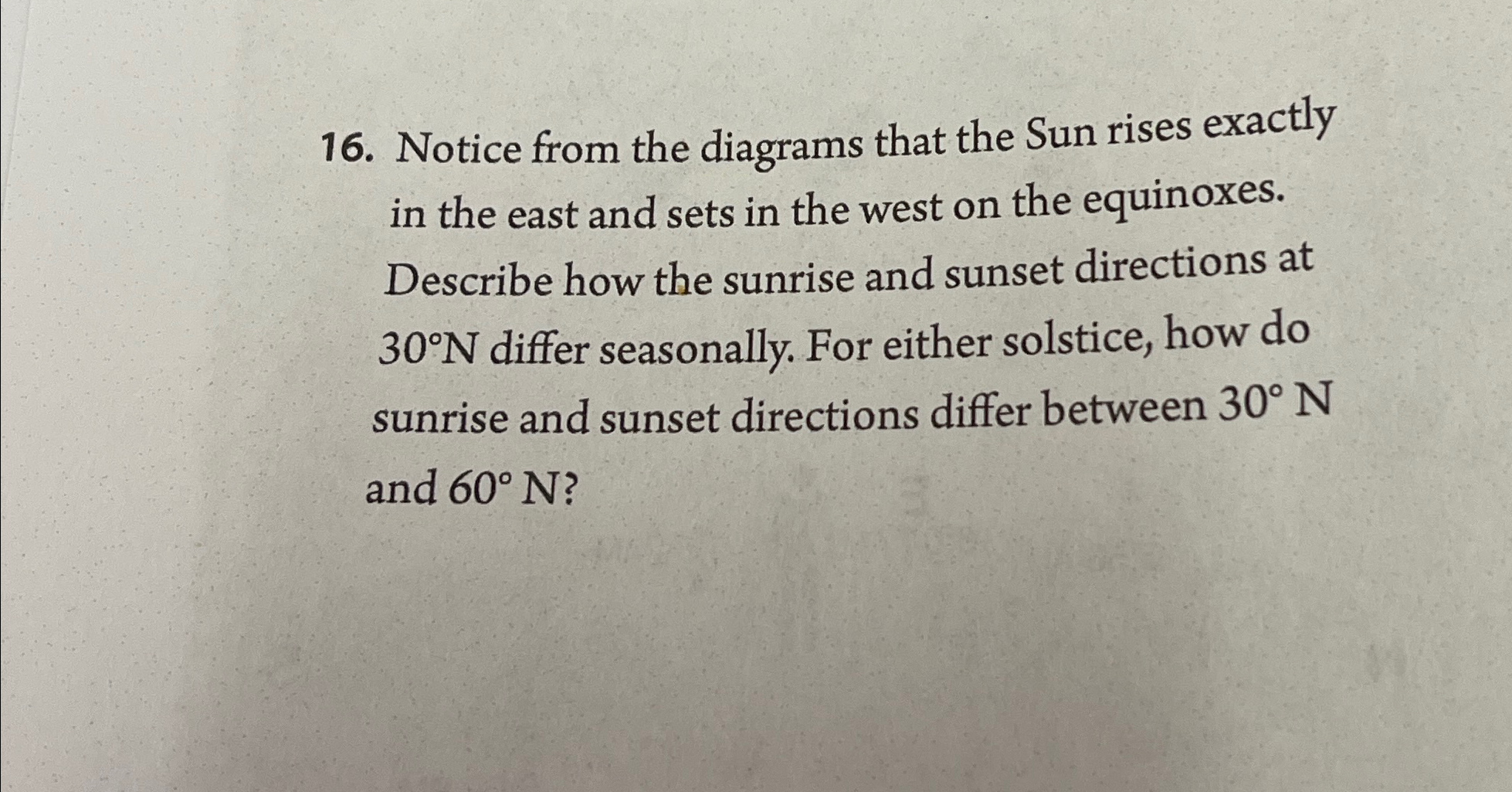 Solved Notice from the diagrams that the Sun rises exactly | Chegg.com
