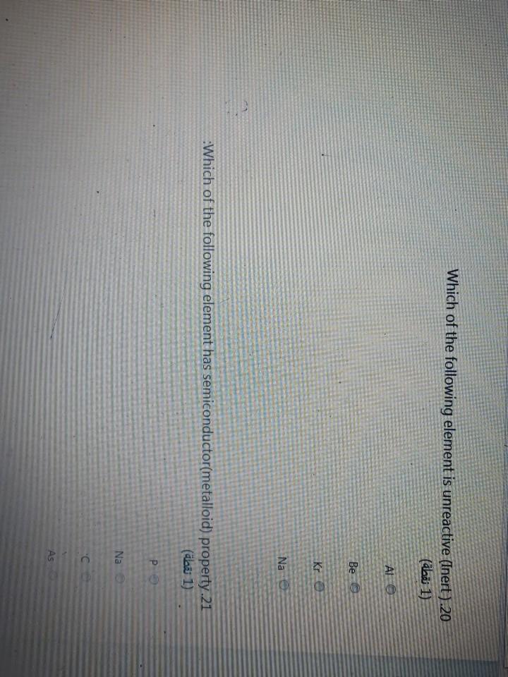 Solved Which of the following element is unreactive (Inert | Chegg.com