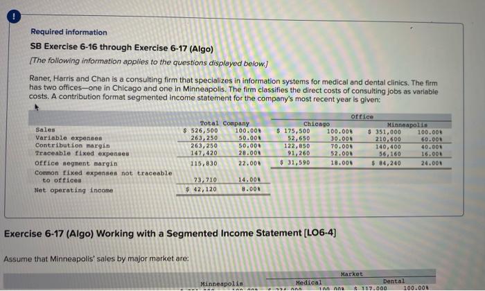 Solved Required information SB Exercise 6-16 through | Chegg.com