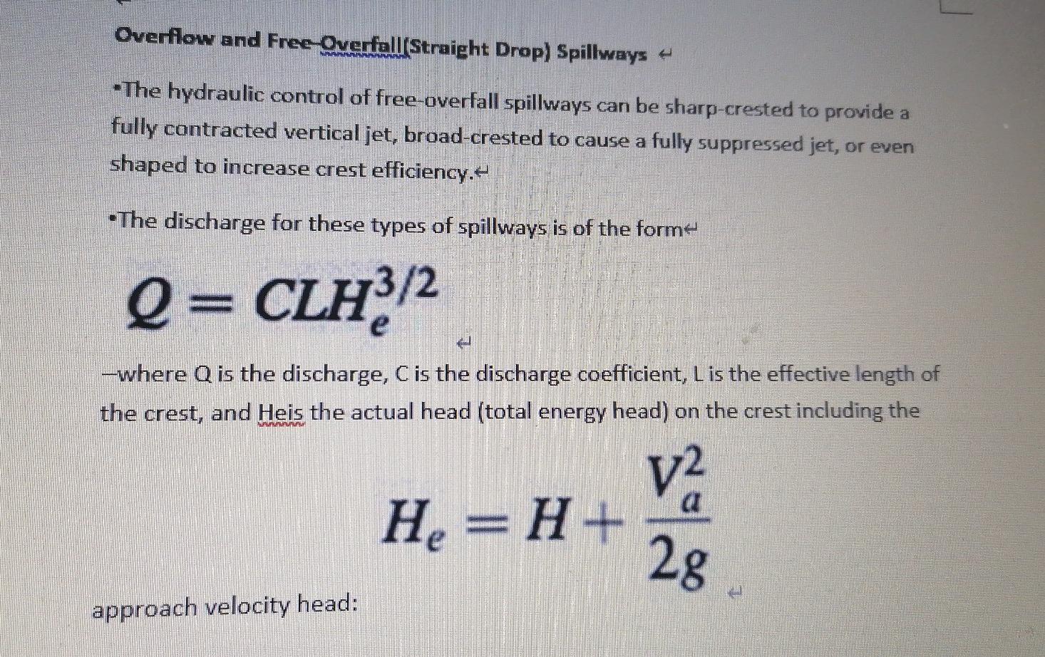 Solved Overflow and Free-Overfall (Straight Drop) | Chegg.com