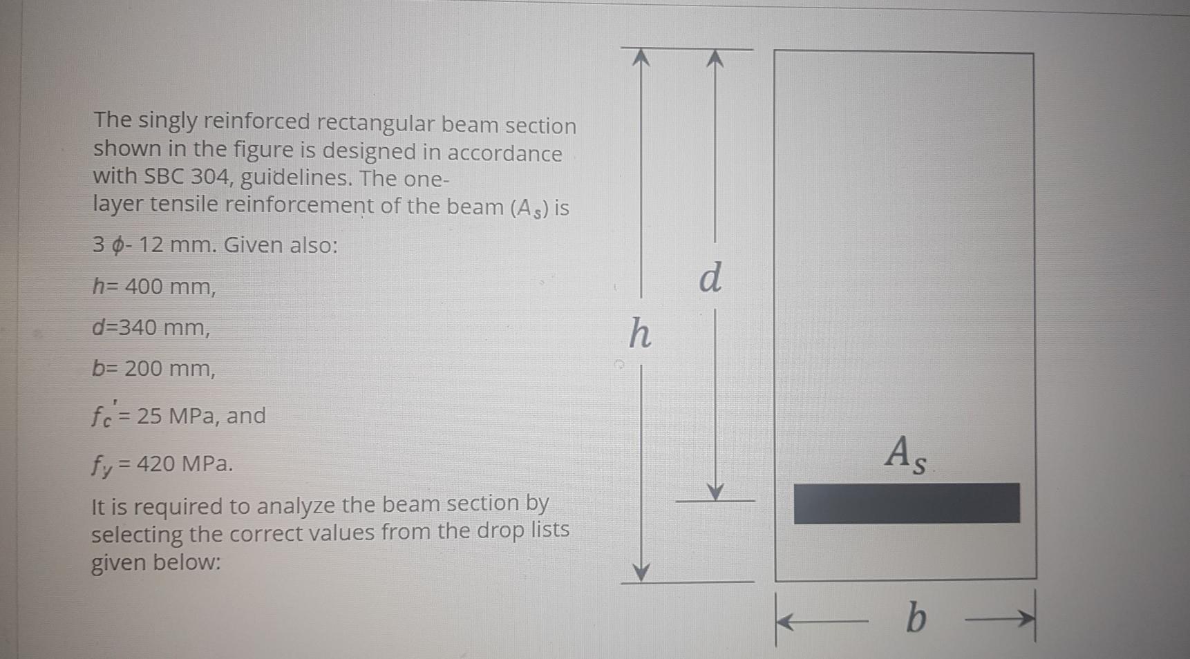Solved The singly reinforced rectangular beam section shown | Chegg.com