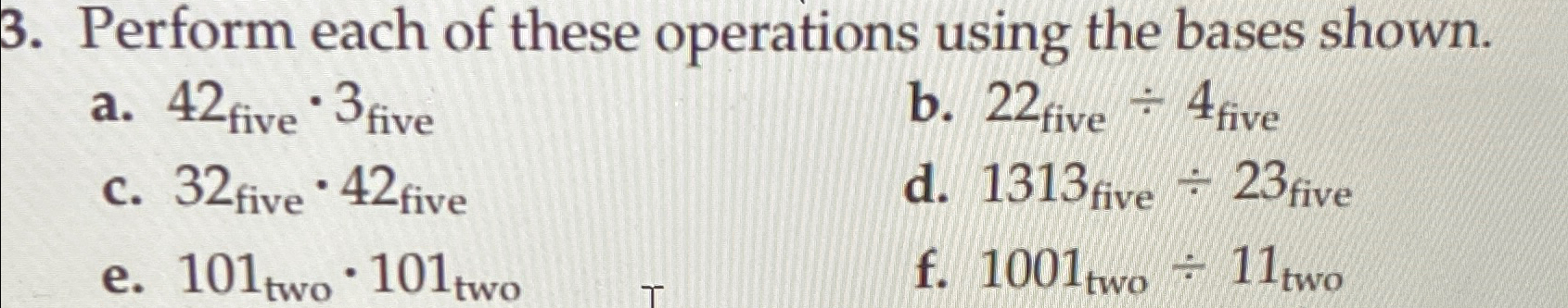 Solved Perform each of these operations using the bases | Chegg.com