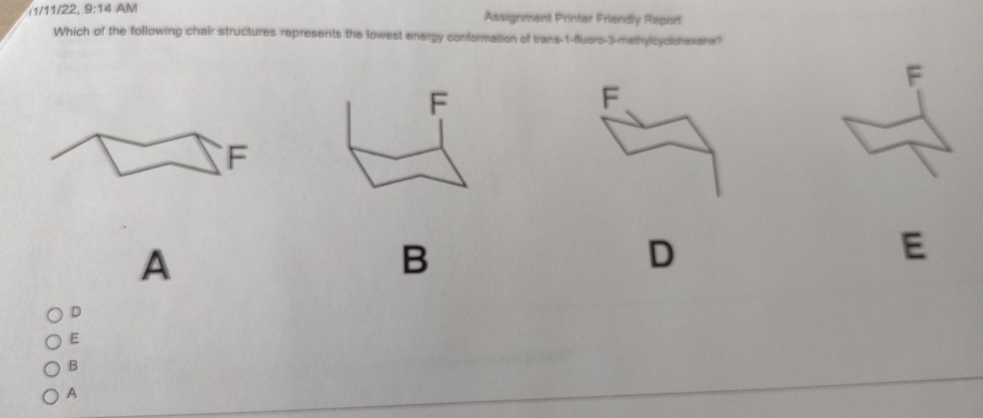 Solved Which of the following chair structures represents | Chegg.com
