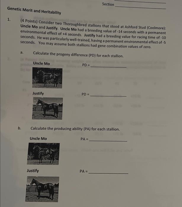 Solved (4 Points) Consider two Thoroughbred stallions that | Chegg.com Solved (4 Points) Consider two Thoroughbred stallions that | Chegg.com