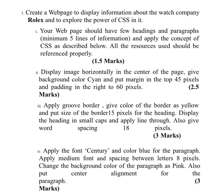 Solved 1. Create a Webpage to display information about the | Chegg.com