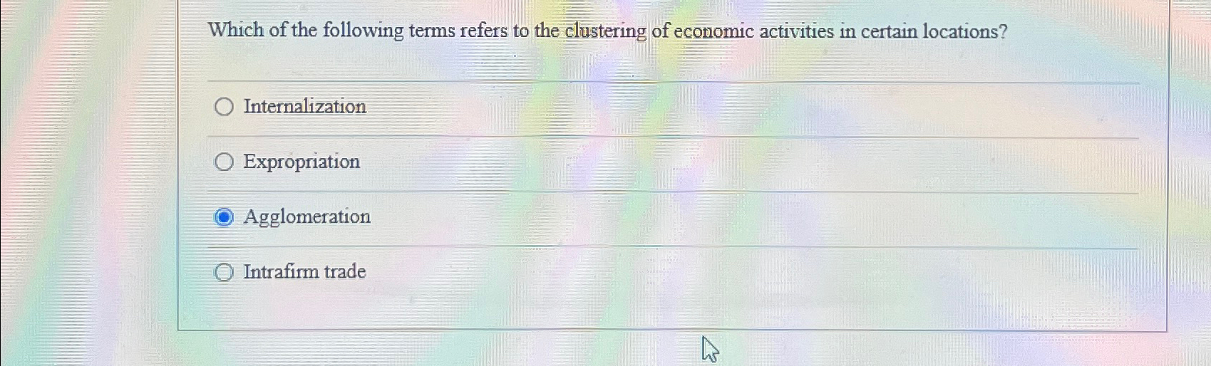 Solved Which of the following terms refers to the clustering | Chegg.com