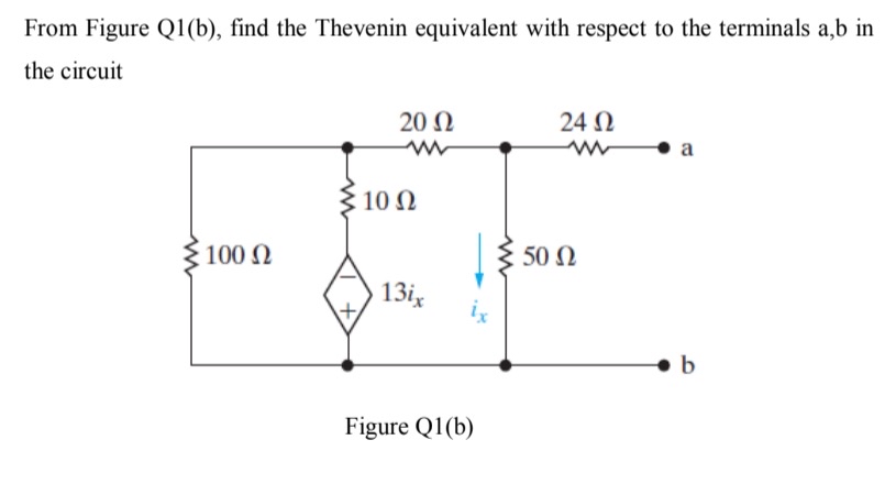 Solved From Figure Q1(b), ﻿find the Thevenin equivalent with | Chegg.com
