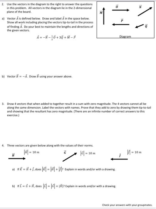 Solved 2. Use the vectors in the diagram to the right to | Chegg.com
