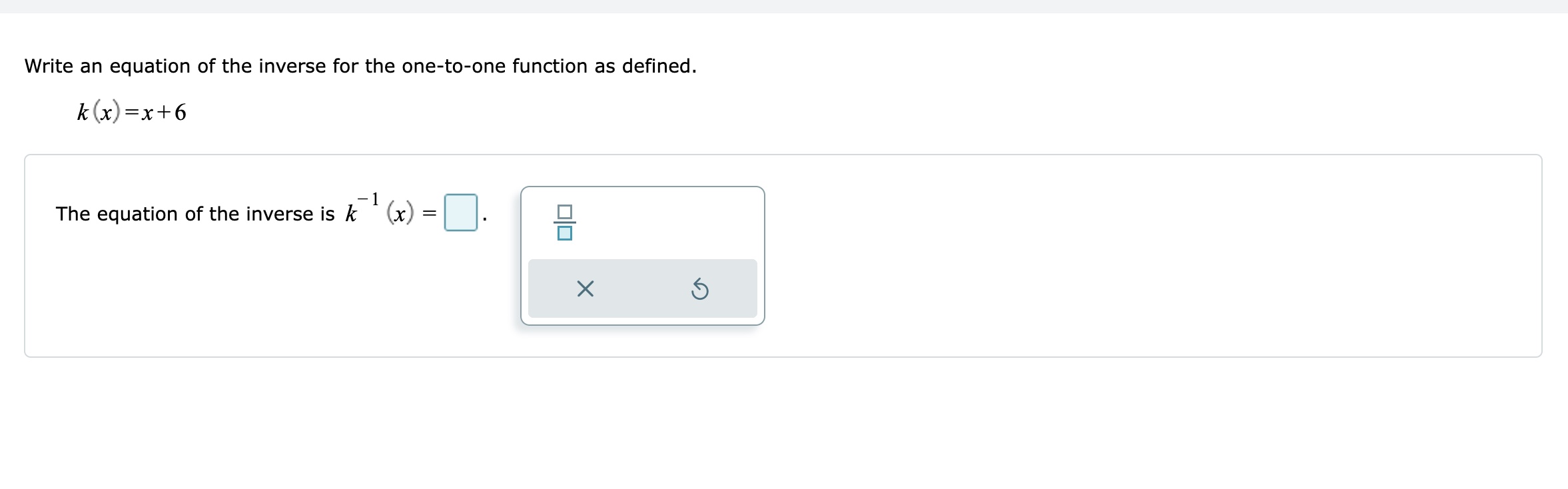 Solved Write an equation of the inverse for the one-to-one | Chegg.com