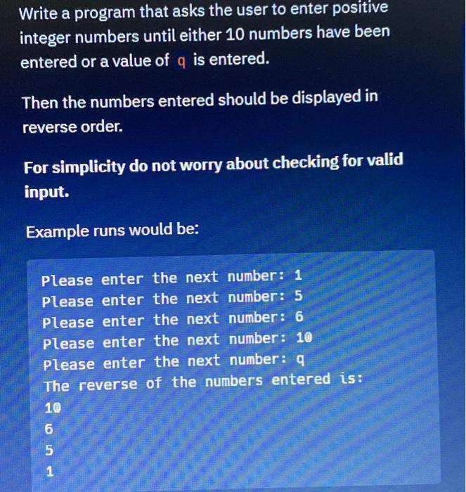 Solved Write a program that asks the user to enter positive | Chegg.com