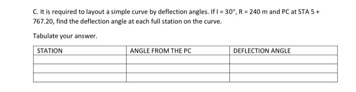 Solved C. It is required to layout a simple curve by | Chegg.com
