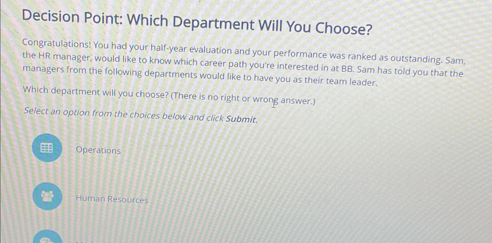 Solved Decision Point: Which Department Will You | Chegg.com