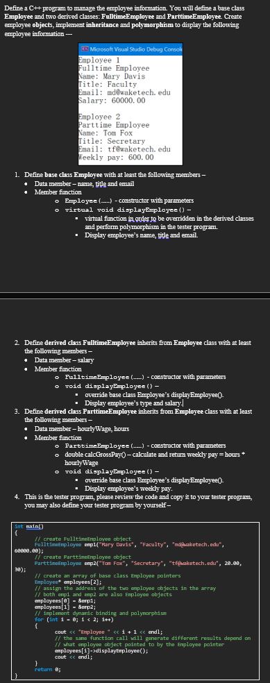 Solved Define a C++ ﻿program to manage the employee | Chegg.com