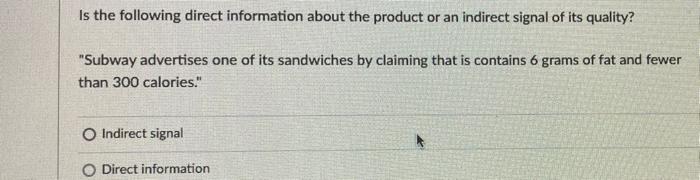Solved Is the following direct information about the product | Chegg.com
