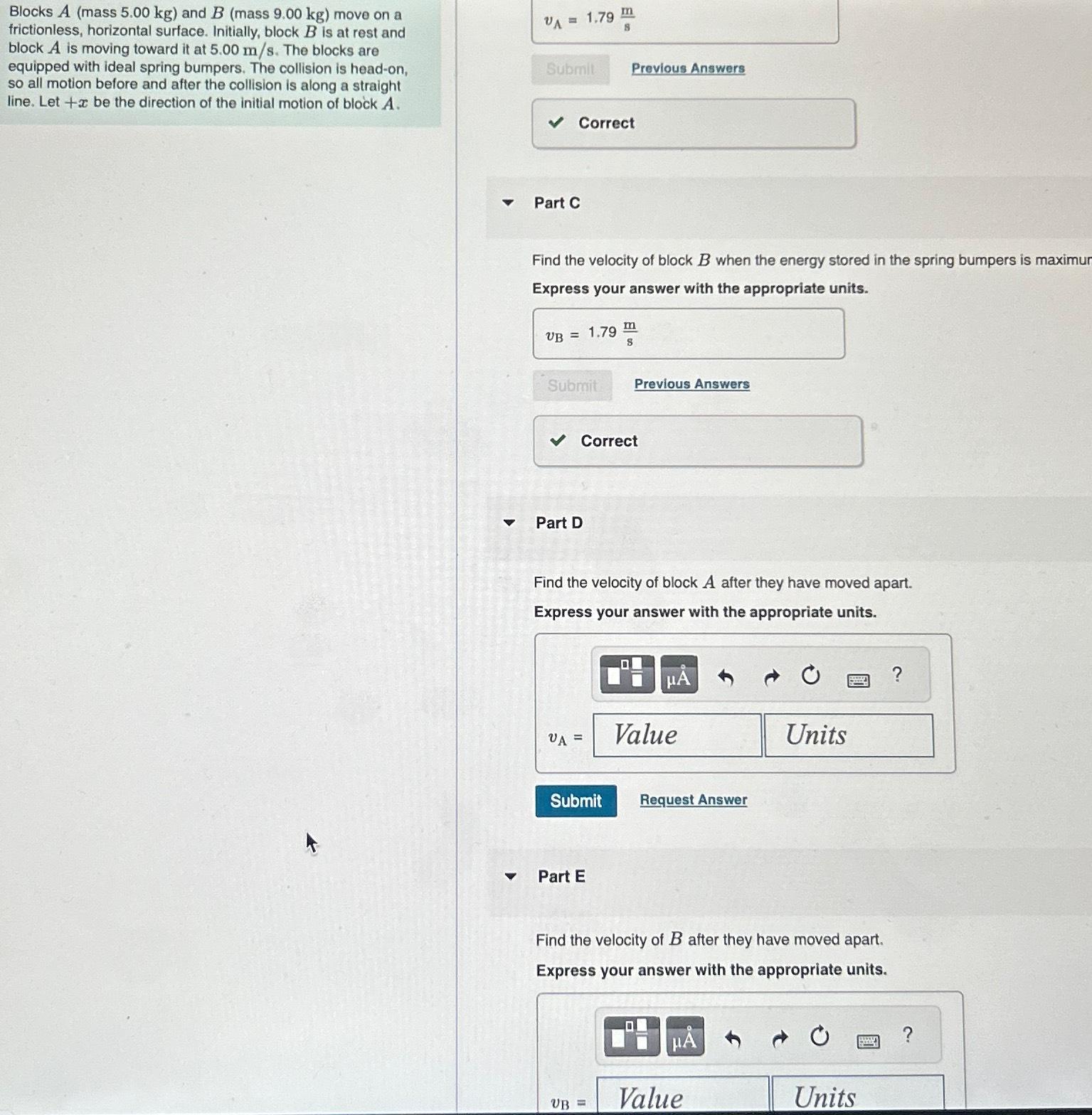 Solved Blocks A (mass 5.00kg ) ﻿and B (mass 9.00kg ) ﻿move | Chegg.com