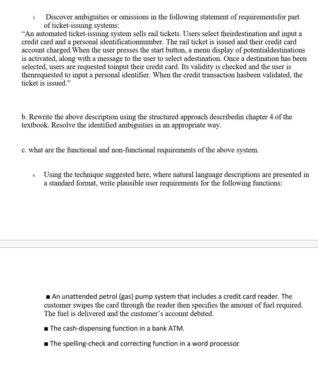 Solved 3. Discover ambiguities or omissions in the following | Chegg.com