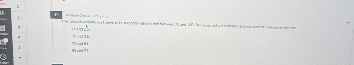 1215Multiple Choice0.1 ﻿pointsThe random variable x | Chegg.com